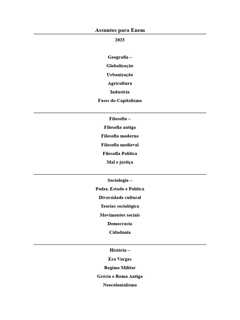 Assuntos para Enem Linguagens | PDF