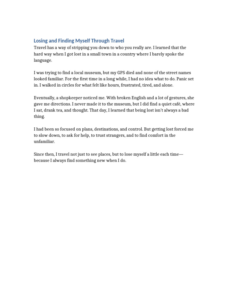 Finding Myself Through Travel | PDF