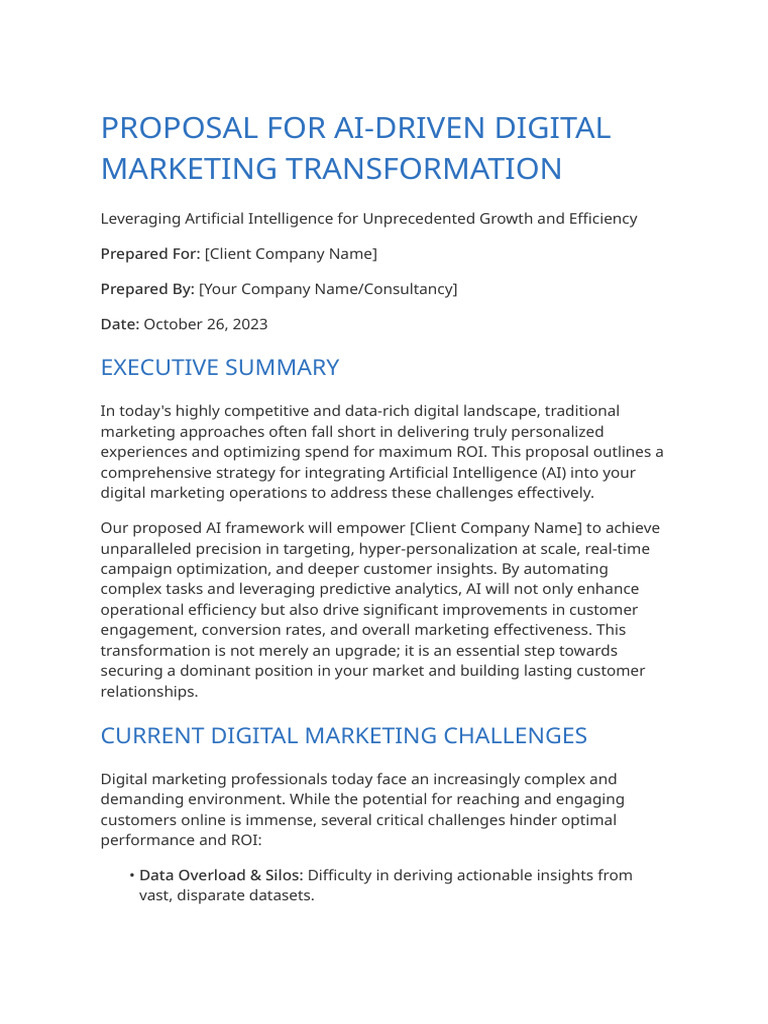 AI-Driven Digital Marketing Proposal | PDF | Artificial Intelligence ...