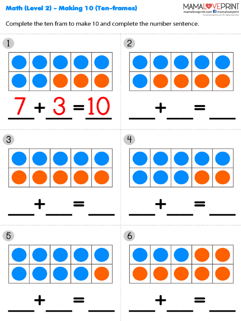 Mamaloveprint Math Tenframes Level2 Book1 Sum | PDF
