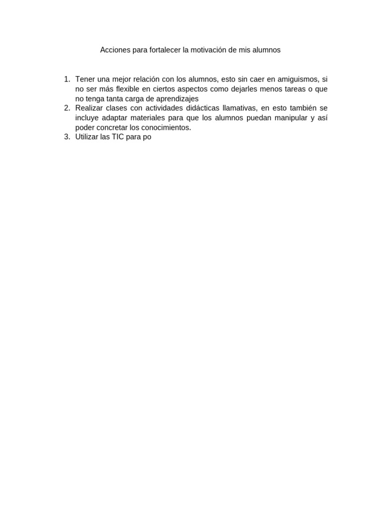 Acciones para Fortalecer La Motivación de Mis Alumnos | PDF