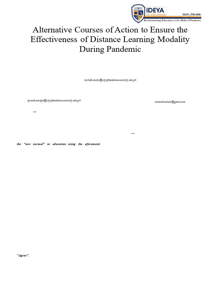 CABALU - SANTOS - CAMPO - Alternative Courses of Action To Ensure The ...