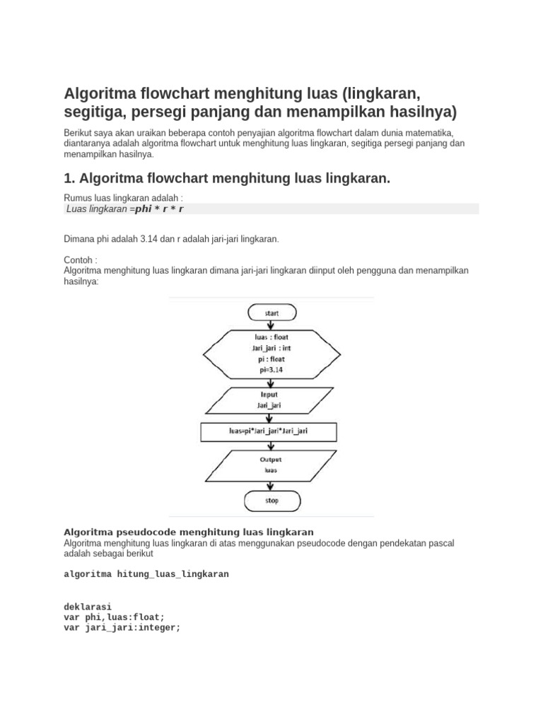 Algoritma Flowchart Menghitung Luas | PDF