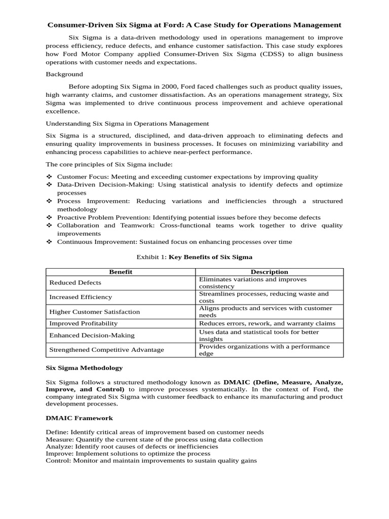 Consumer-Driven Six Sigma at Ford | PDF | Six Sigma | Operations Management
