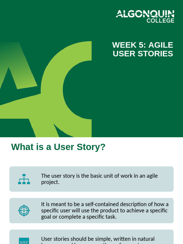 Week 5 - Agile User Stories | PDF | Goal | Computing