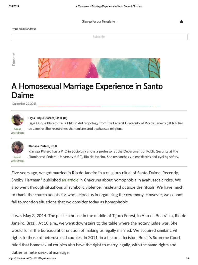 A Homosexual Marriage Experience in Sant | PDF | Ayahuasca