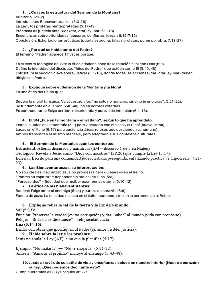 Prueba3 Resp | PDF | Sermón de la Montaña | Creencia religiosa y doctrina