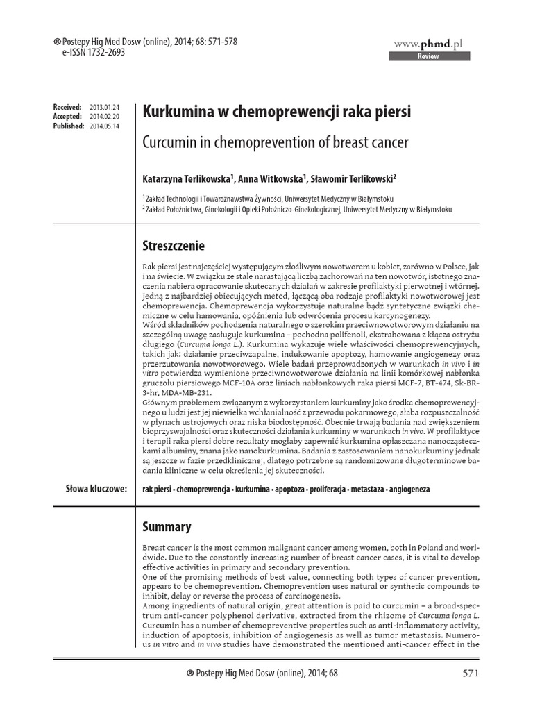 Curcumin in Chemoprevention of Breast Cancer | PDF