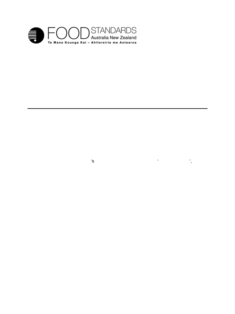 Food Standard Australia and New Zealand P1052 SD2 | PDF | Food Safety ...