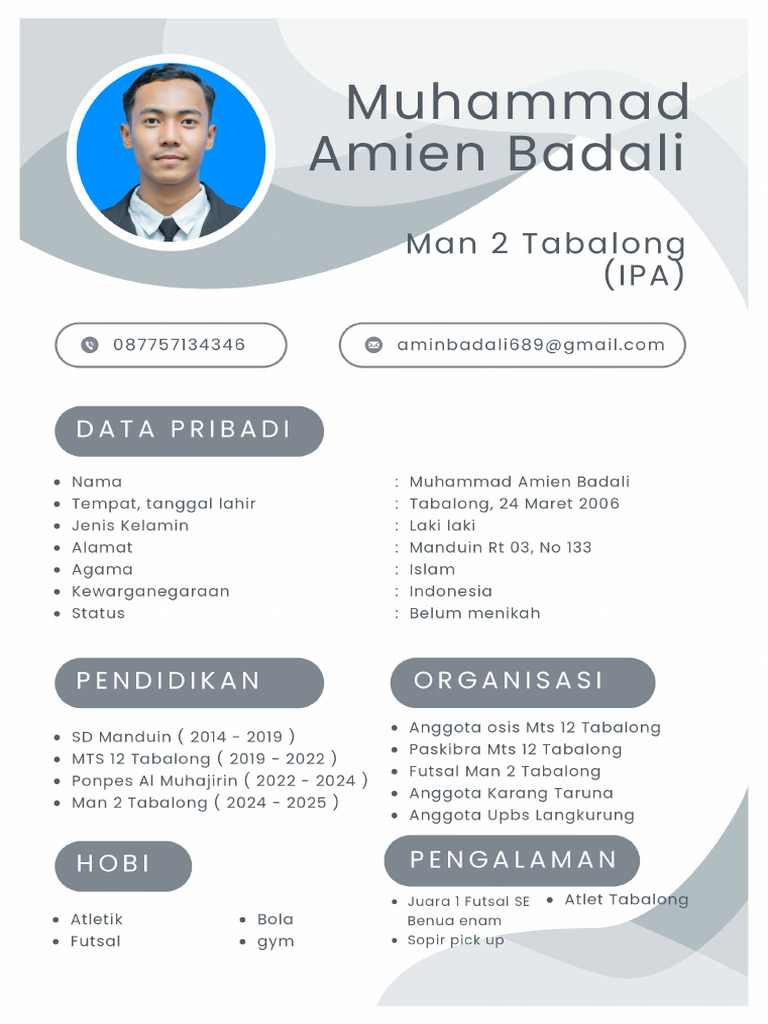 Putih Dan Abu-Abu Minimalis Modern CV Resume Riwayat Hidup - 20250722 ...
