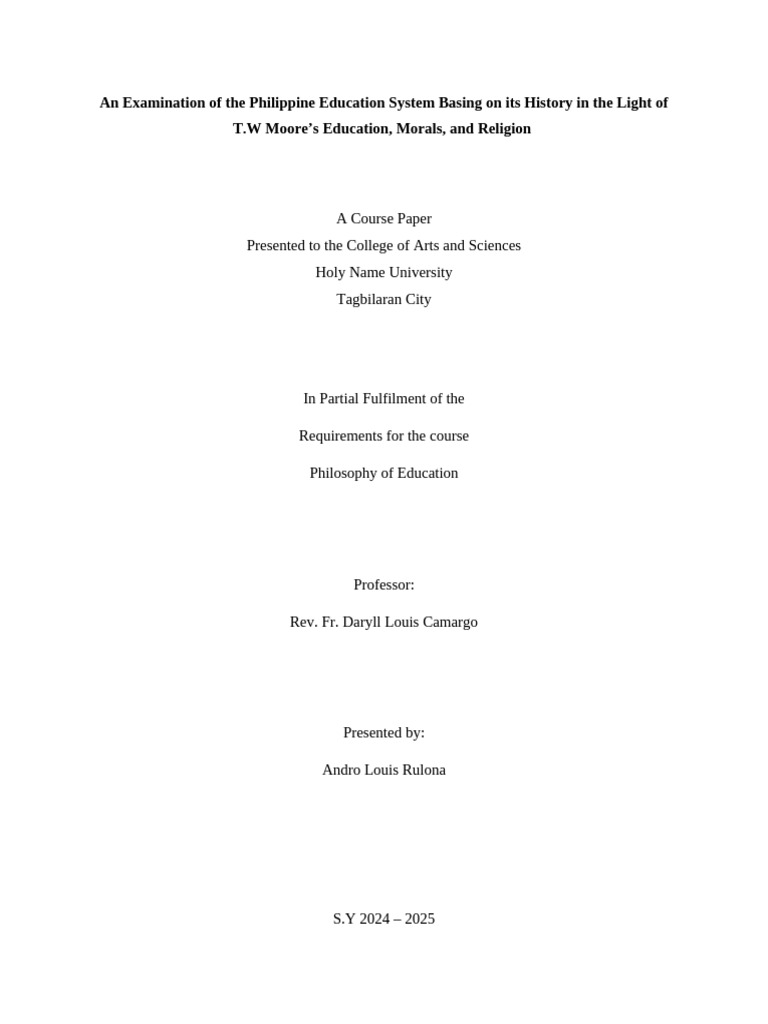 Andro Louis M. Rulona - Term Paper | PDF | Philippines | Linguistics