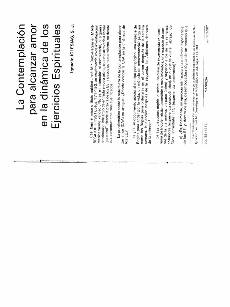 Iglesias I. 1987 Contemplacion para Alcanzar Amor | PDF