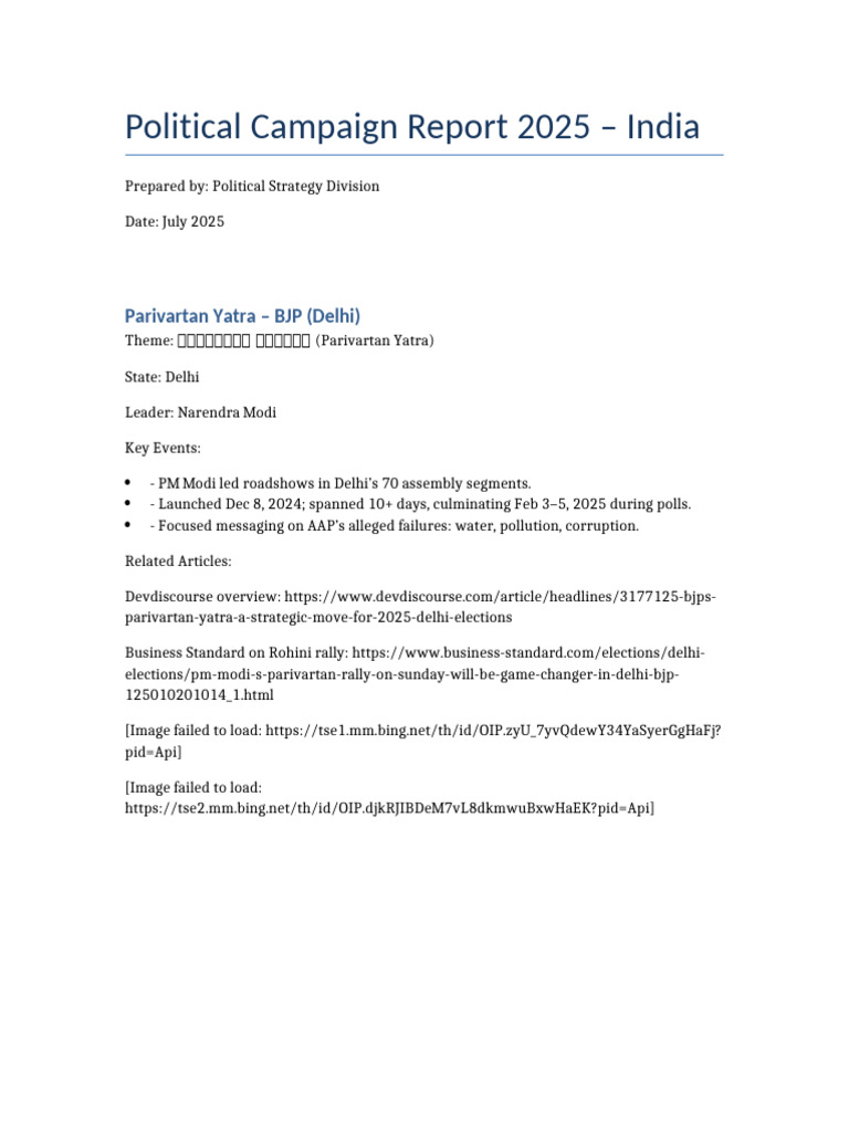 2025 Political Campaigns in India | PDF | Politics Of India | Elections