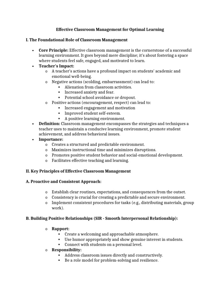 Effective Classroom Management Strategies | PDF | Classroom Management ...