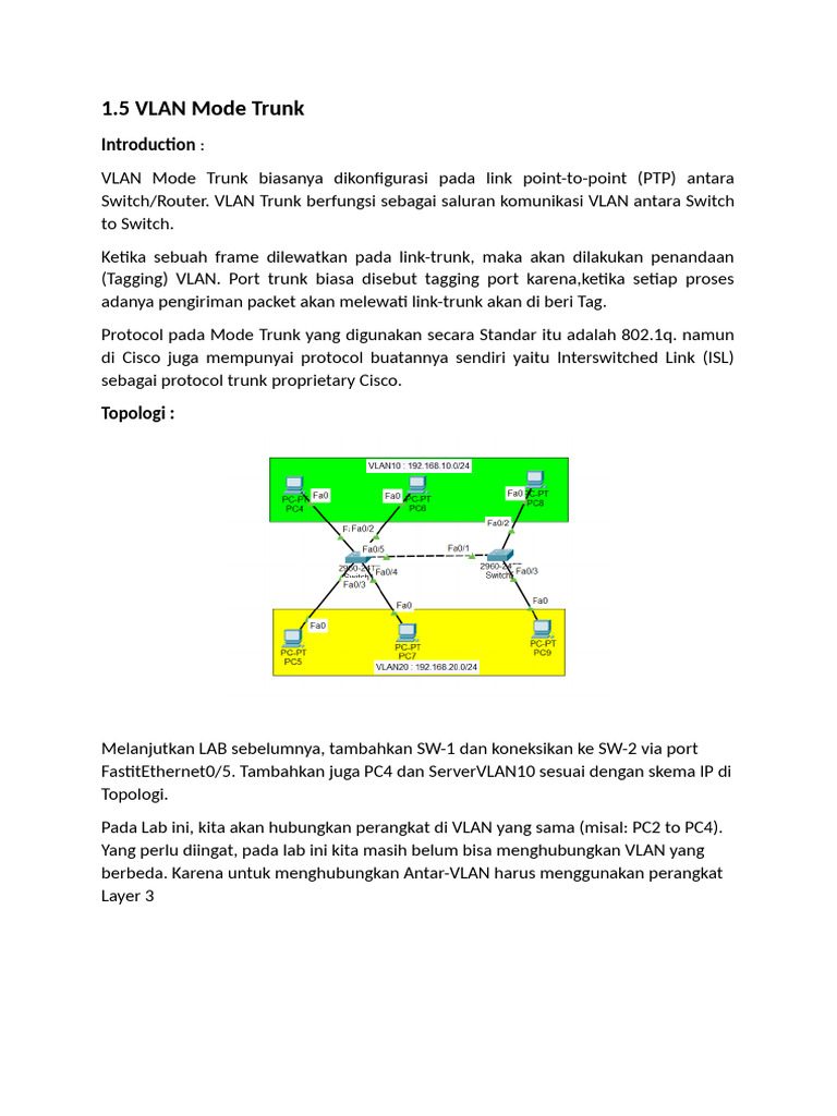 VLAN Mode Trunking | PDF