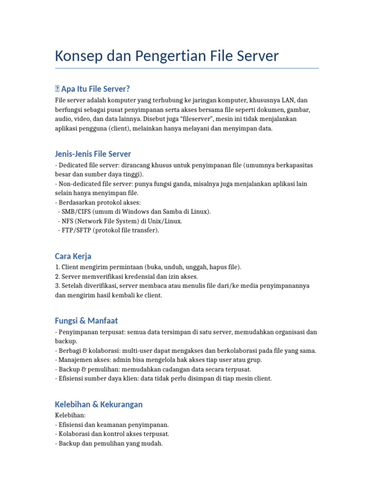 Pengertian dan Jenis File Server | PDF