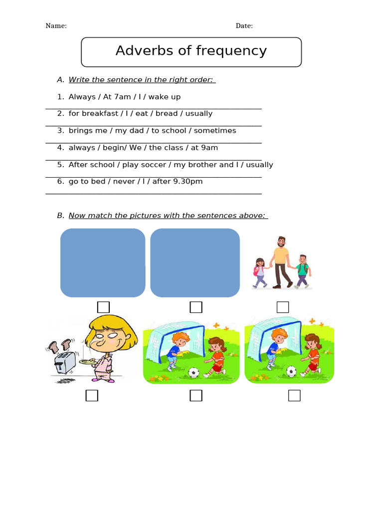 Adverbs of Frequency Exercises for Kids | PDF