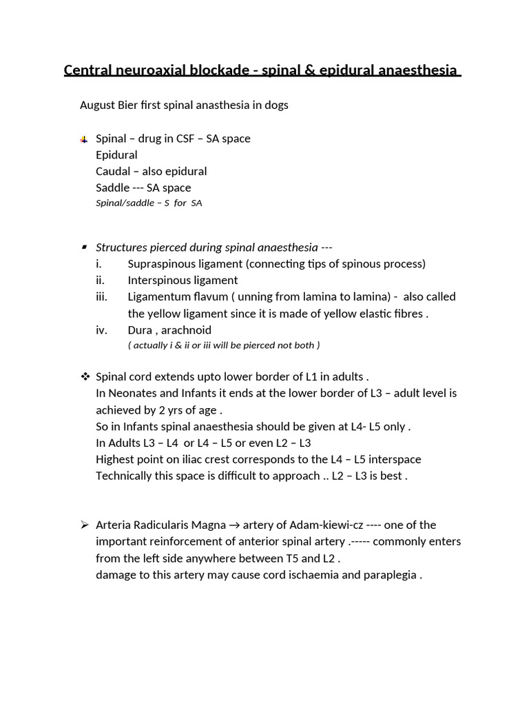 Structures Pierced in Spinal Anaesthesia | PDF | Cerebrospinal Fluid ...