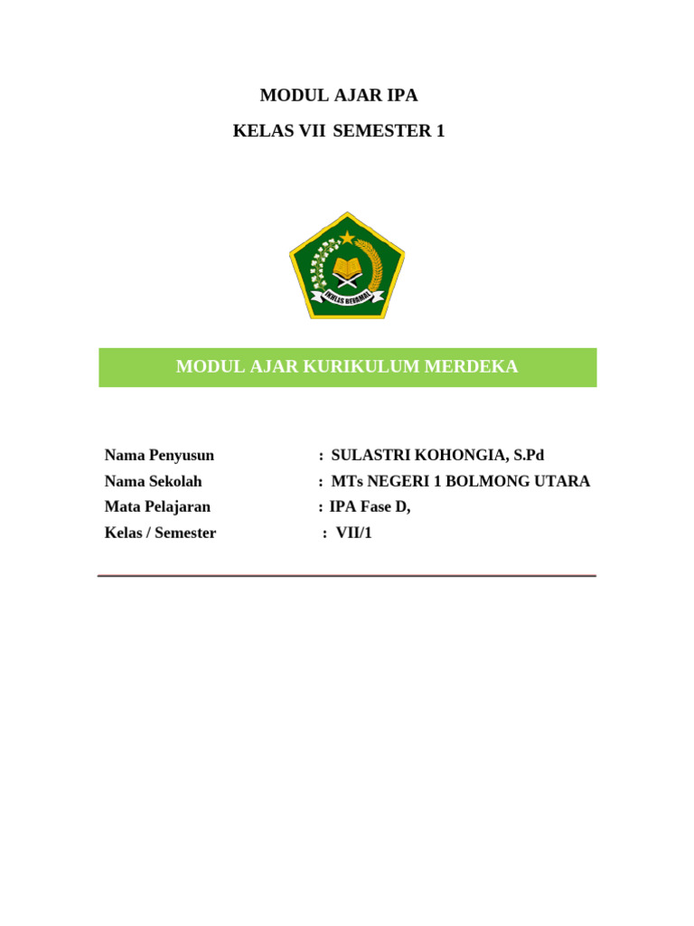 Modul Ajar IPA Kelas VII Kurikulum Merdeka | PDF