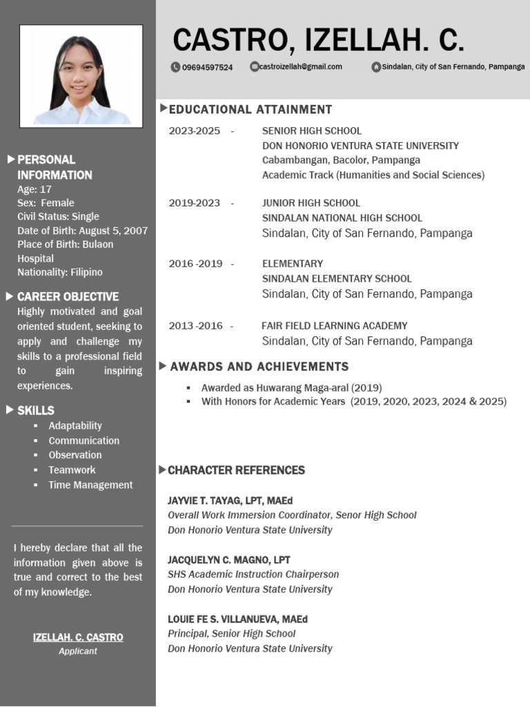 Humss A Resume Template | PDF