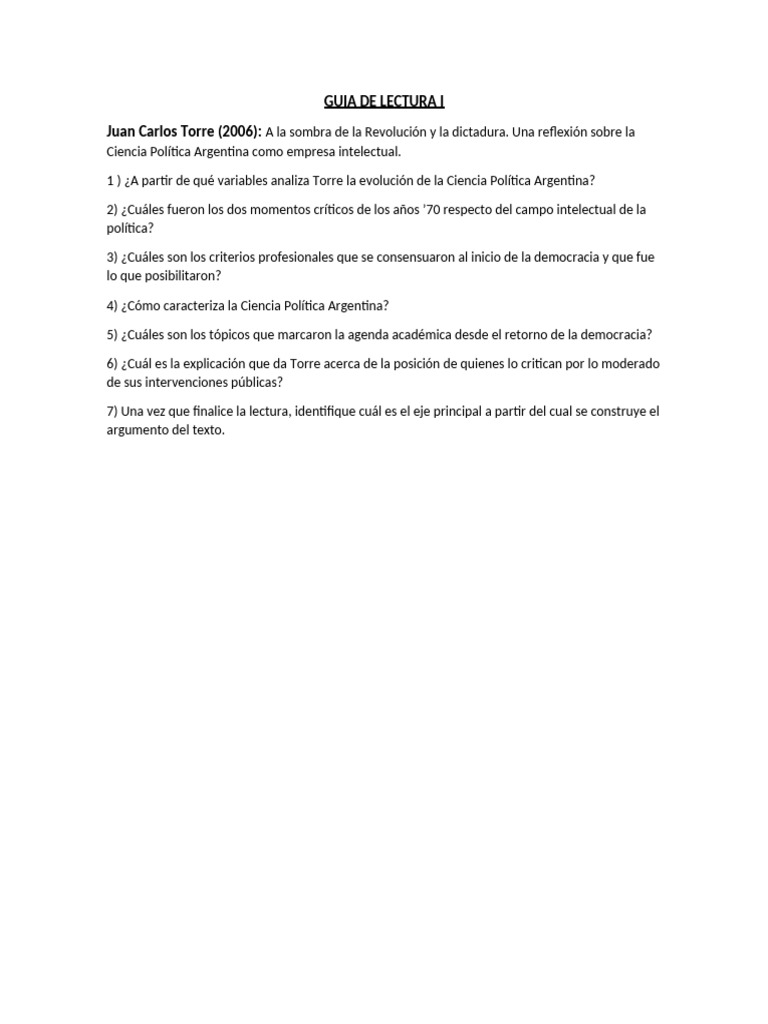 TORRE-Guia de Lectura | PDF