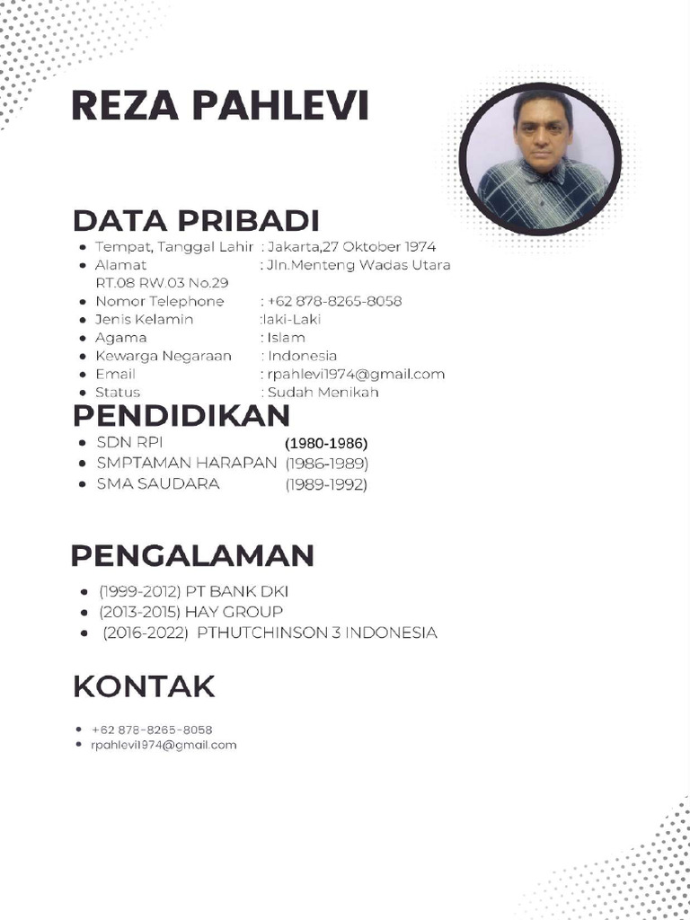 CV - Reza Pahlevi | PDF