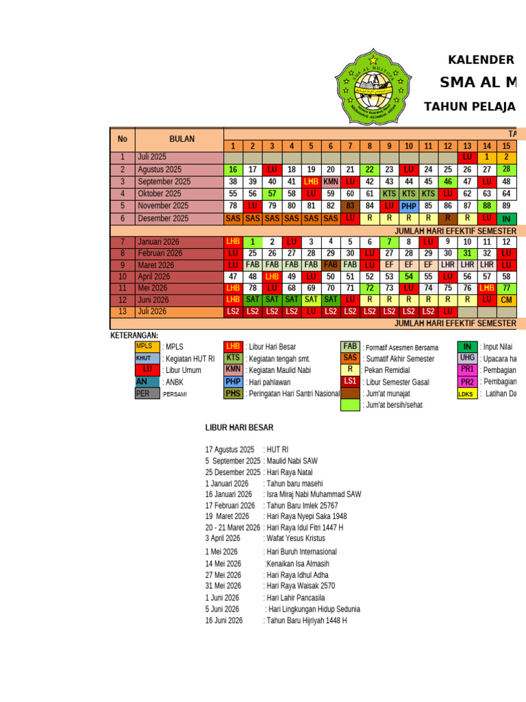 Kaldik 2025 - 2026 SMP Al Mustofa | PDF