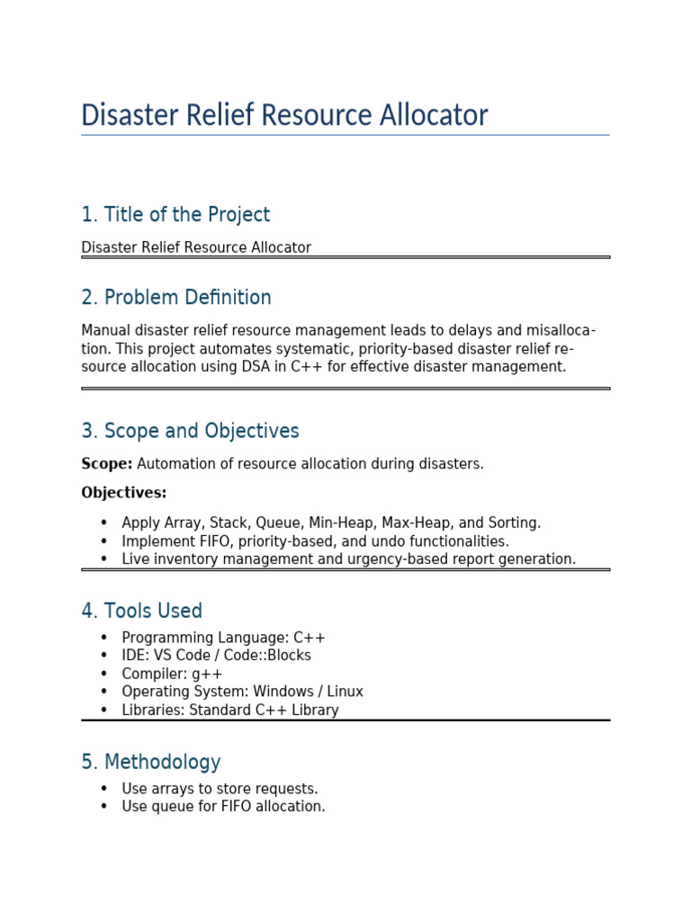 Disaster Relief Resource Allocator Report | PDF