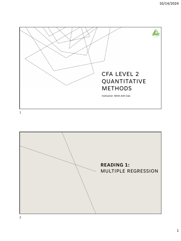 CFA LV2 Quantitative Slide | PDF | Autocorrelation | Errors And Residuals