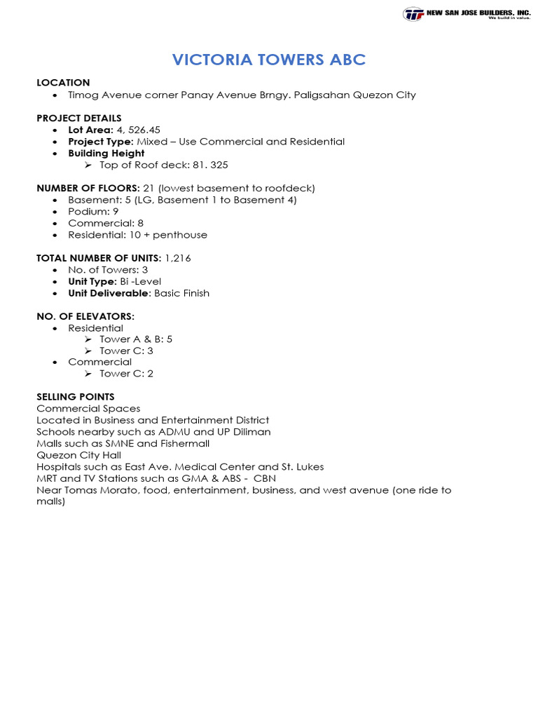 Victoria Towers ABC Overview | PDF