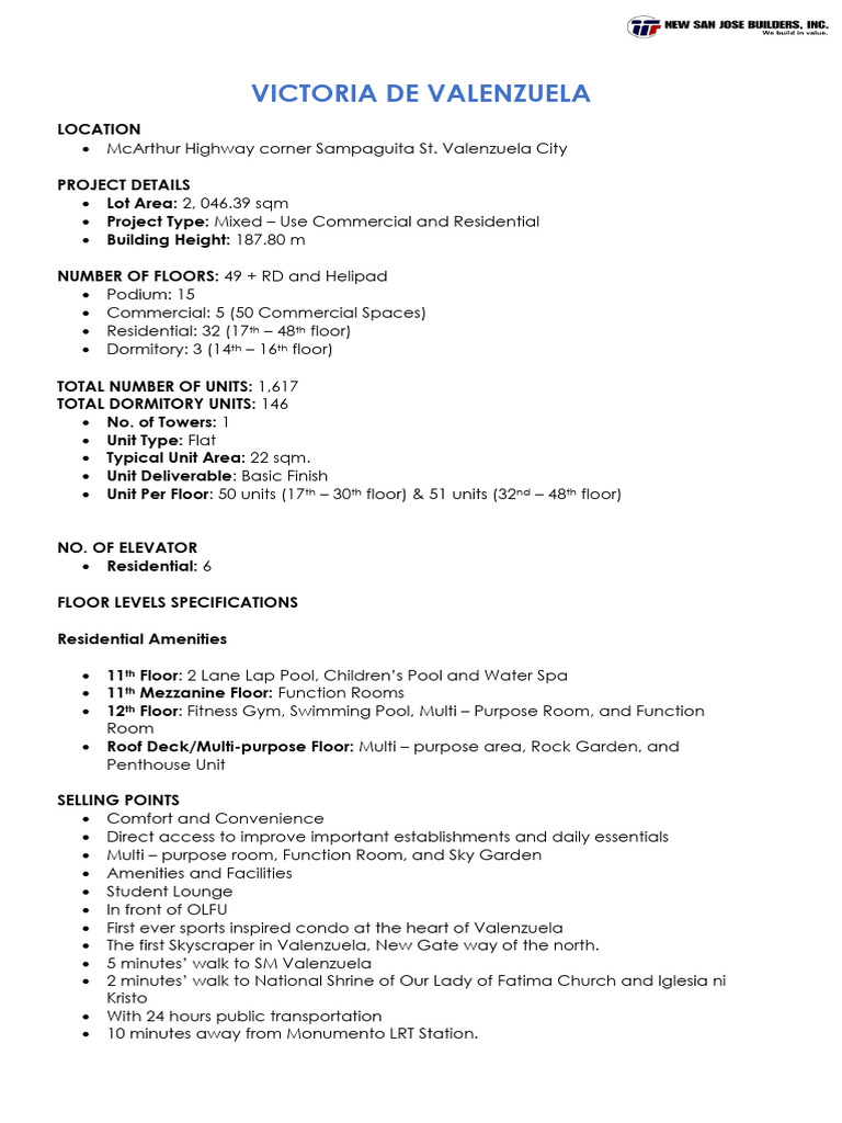 Victoria de Valenzuela Project Overview | PDF