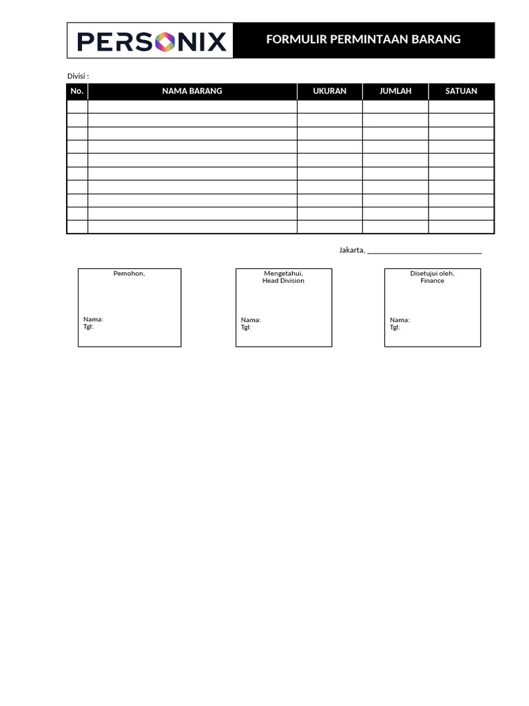 Formulir Permintaan Barang | PDF