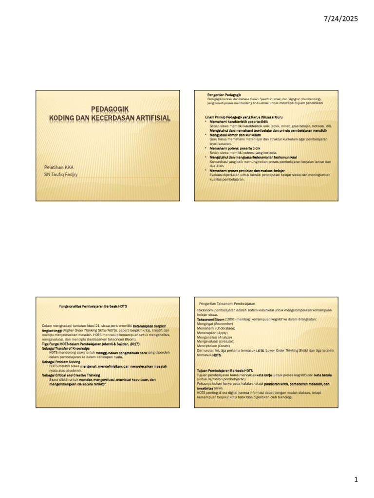 Pedagogik Koding Dan KA | PDF