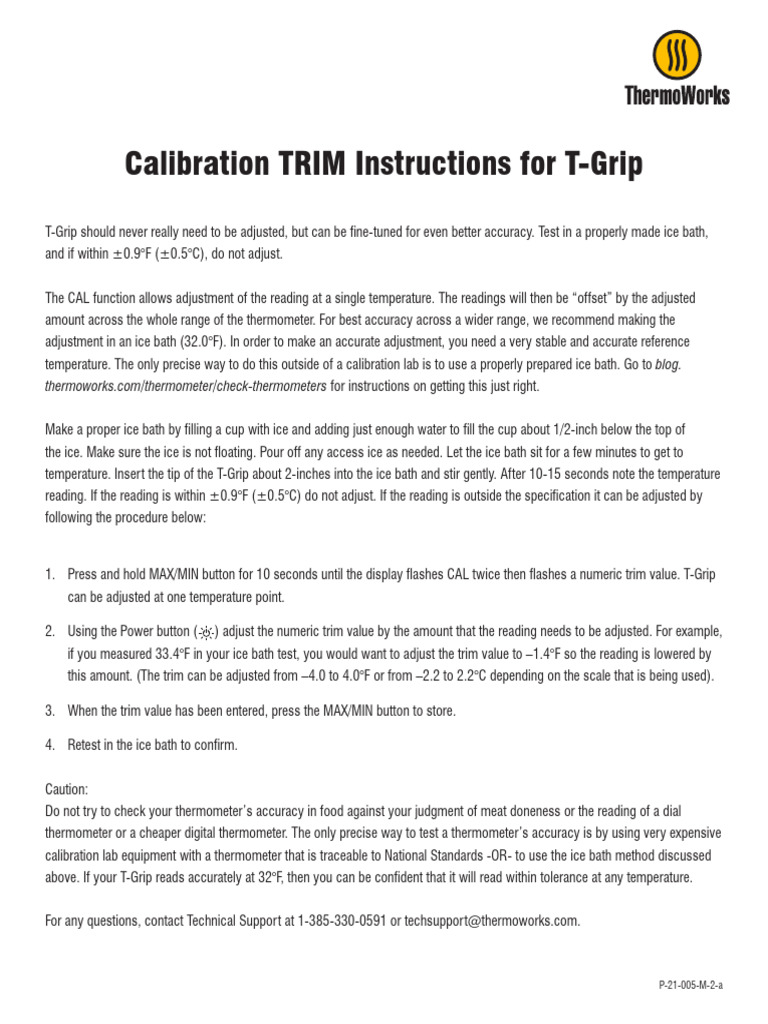 T Grip Calibration Trim Instructions | PDF | Thermometer | Calibration