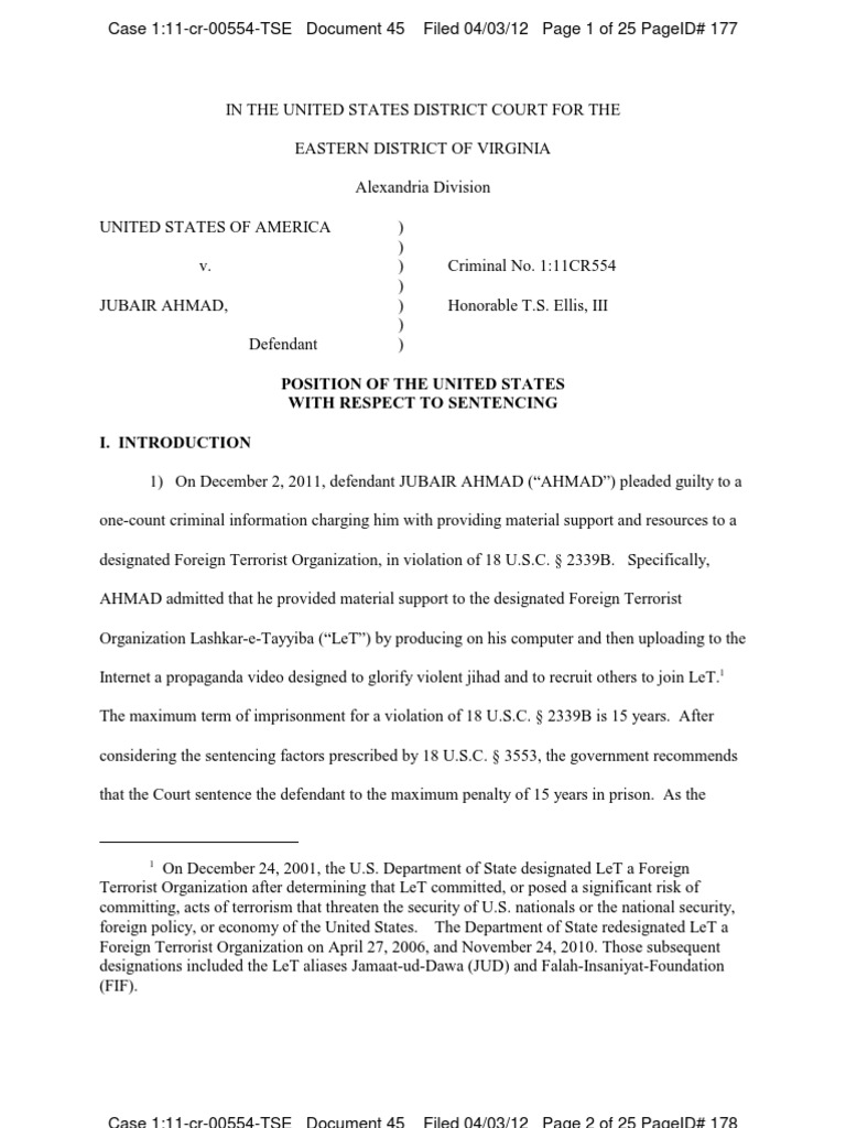 Position of The United States With Respect To Sentencing | PDF | United ...