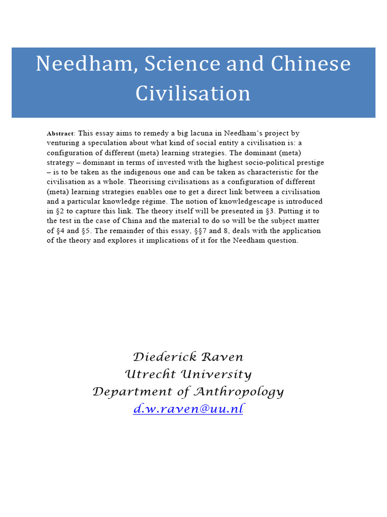 Needham Science and Chinese Civilisation | PDF | Confucianism | Analects