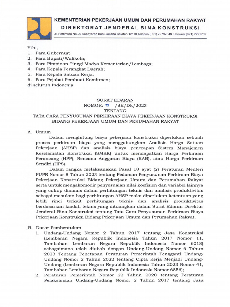 SE Dirjen Binkon No.73 TH 2023 | PDF