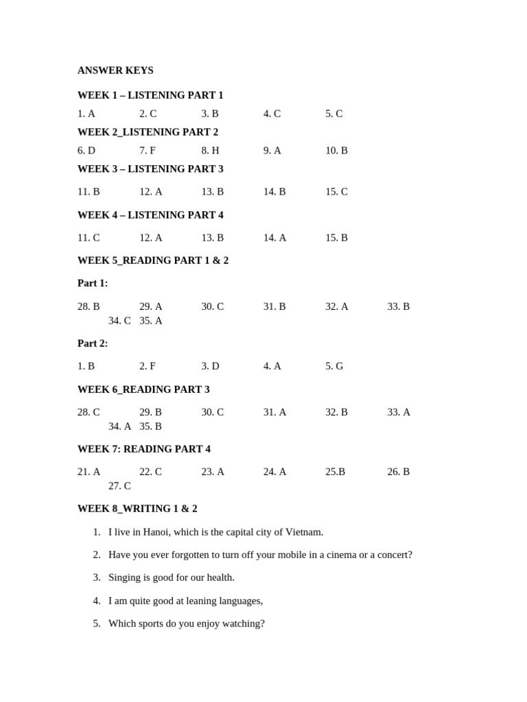 Keys To Exam Folder | PDF