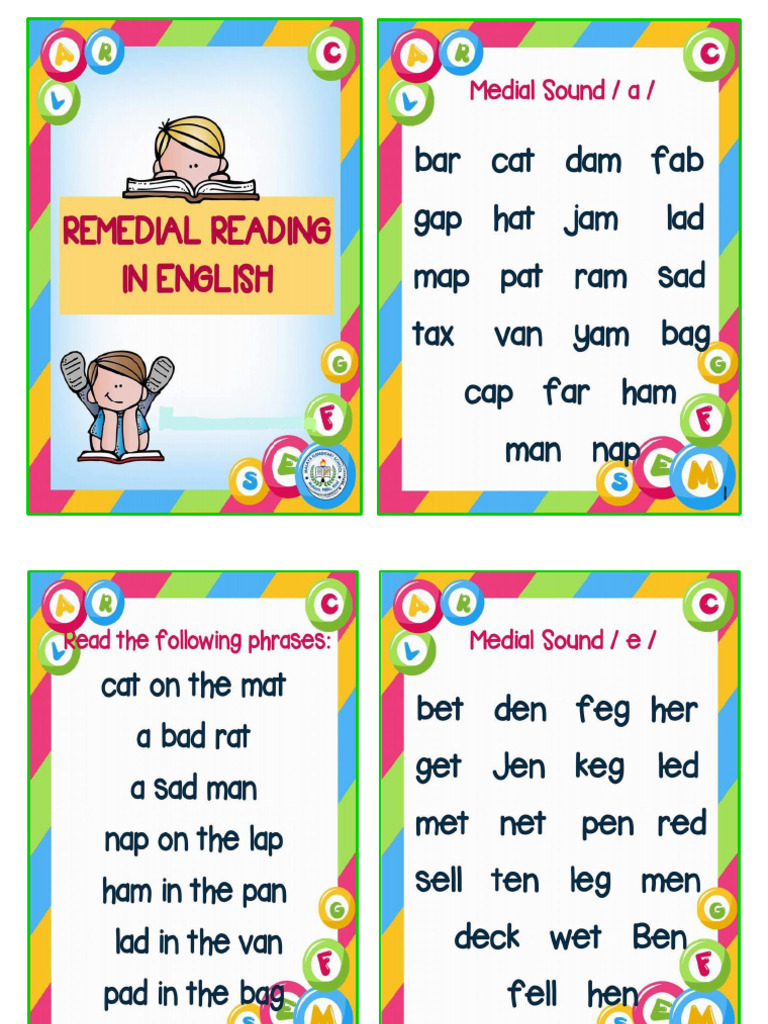 Remedial Reading in English Booklet | PDF