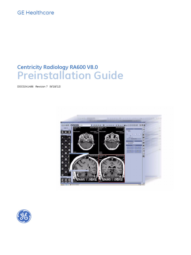 Centricity Radiology RA600 V8.0 Preinstallation Guide | PDF