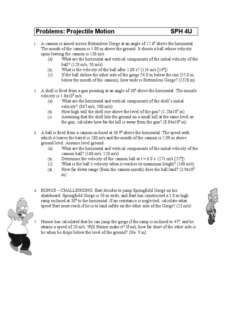 03 - Worksheet - Projectile Problems | Download Free PDF | Gun | Cannon