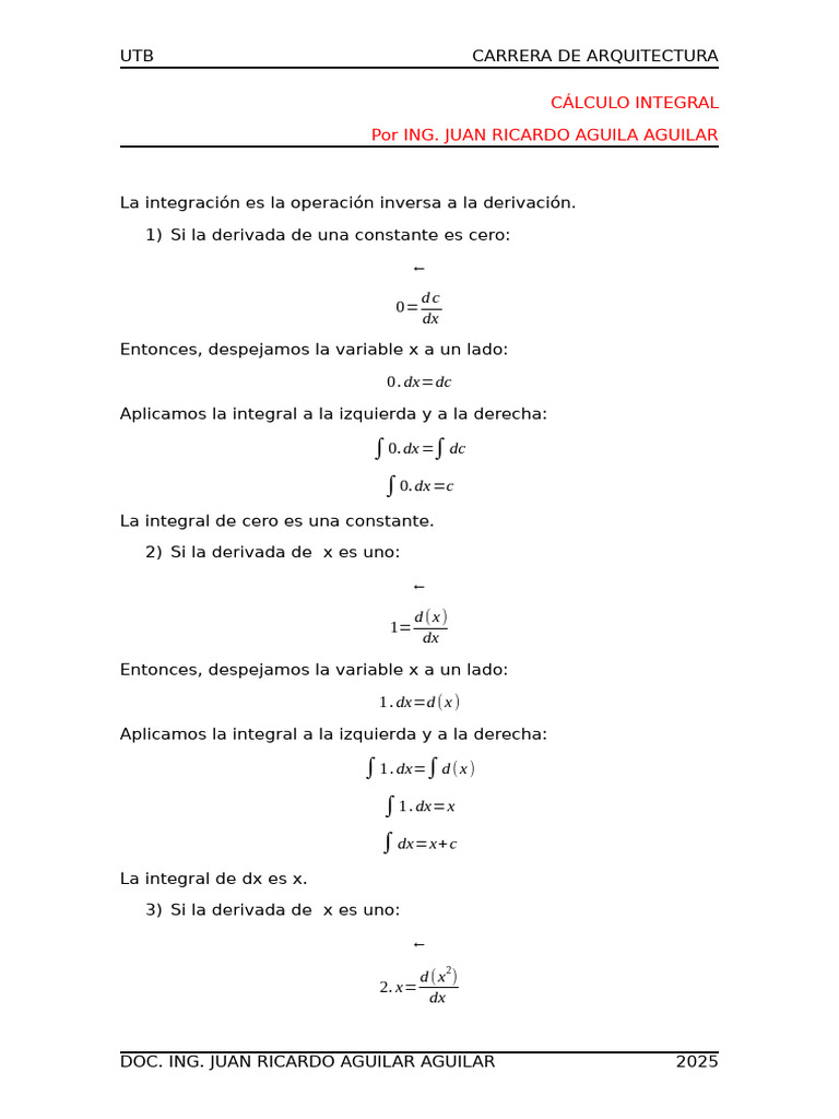 Integrales y Derivadas en Cálculo | PDF | Integral | Derivado