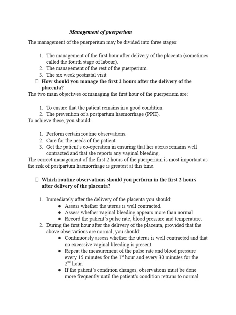 Management of Puerperium | PDF | Postpartum Period | Childbirth