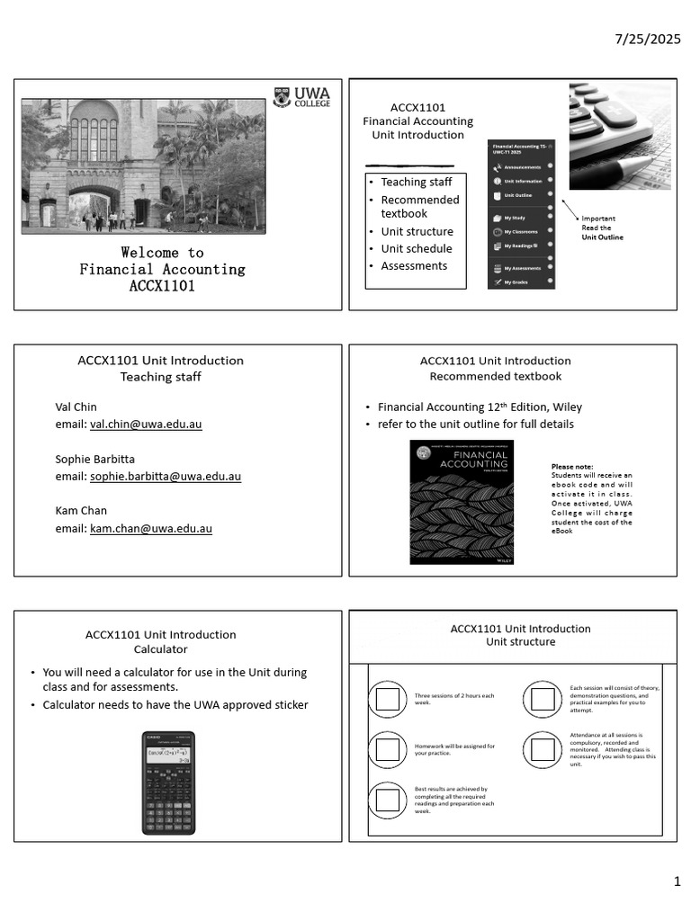 Lecture Week 1 - Class A - Students | PDF | Accounting | Financial Services