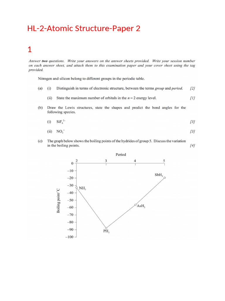 HL Atomic Structure Paper 2 | PDF