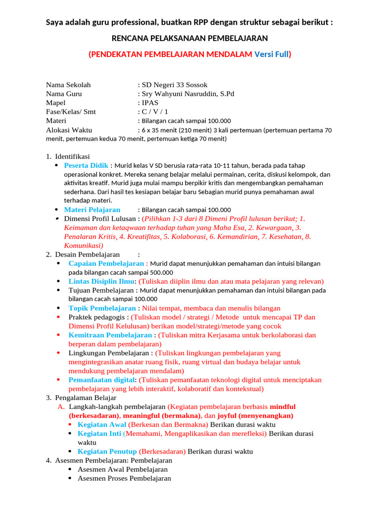 Sistematika RPP Deep Learning - Perintah AI | PDF