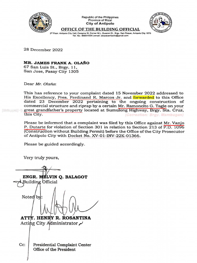 PBBM Obo Letter | PDF