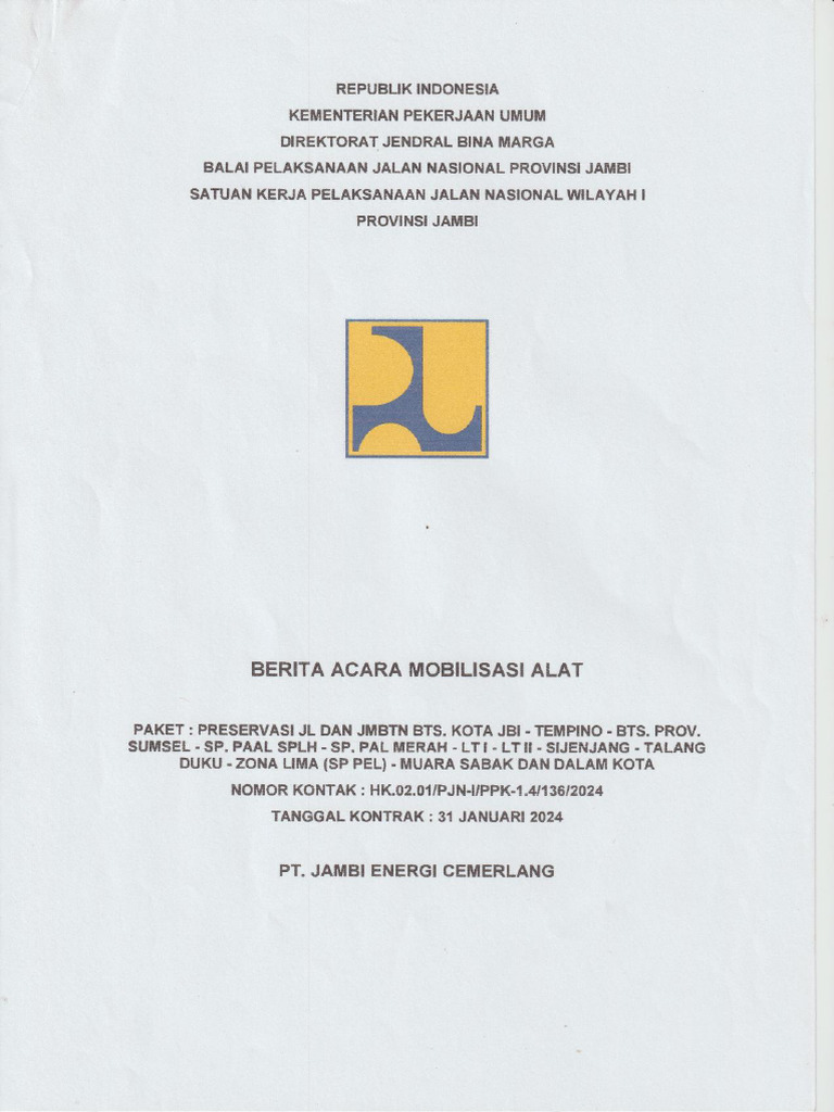 Berita Acara Mobilisasi Alat | PDF