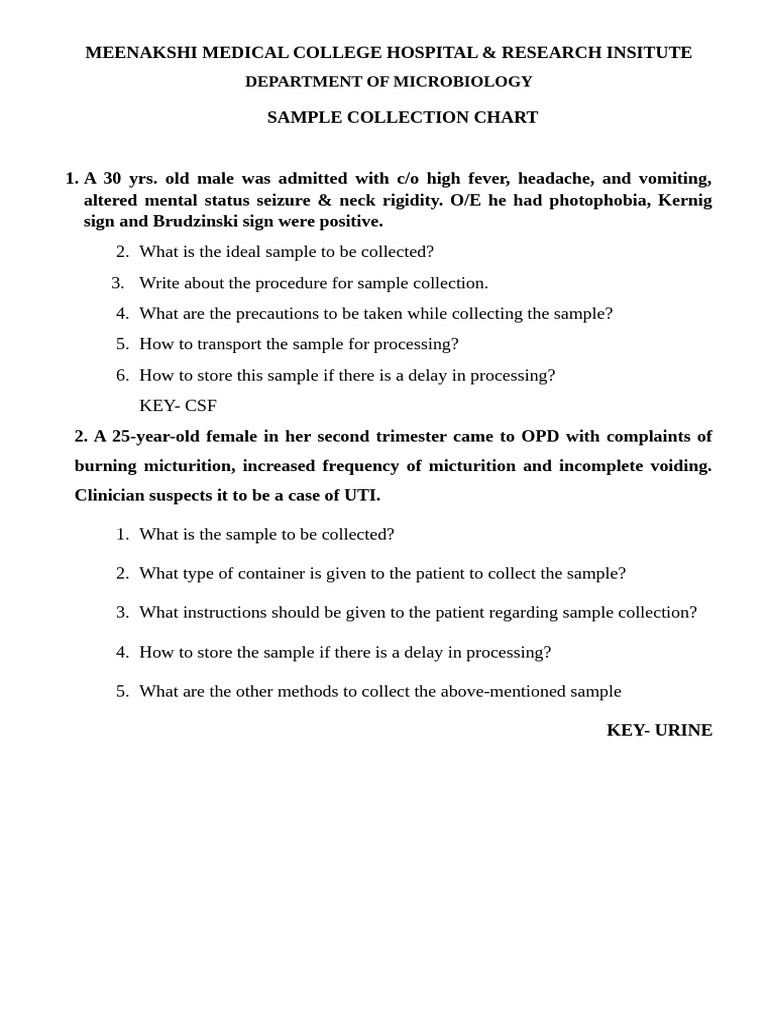 Microbiology Sample Collection Guidelines | PDF | Infection | Medical ...