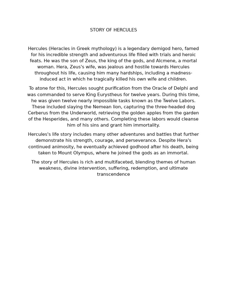 STORY OF HERCULES | PDF
